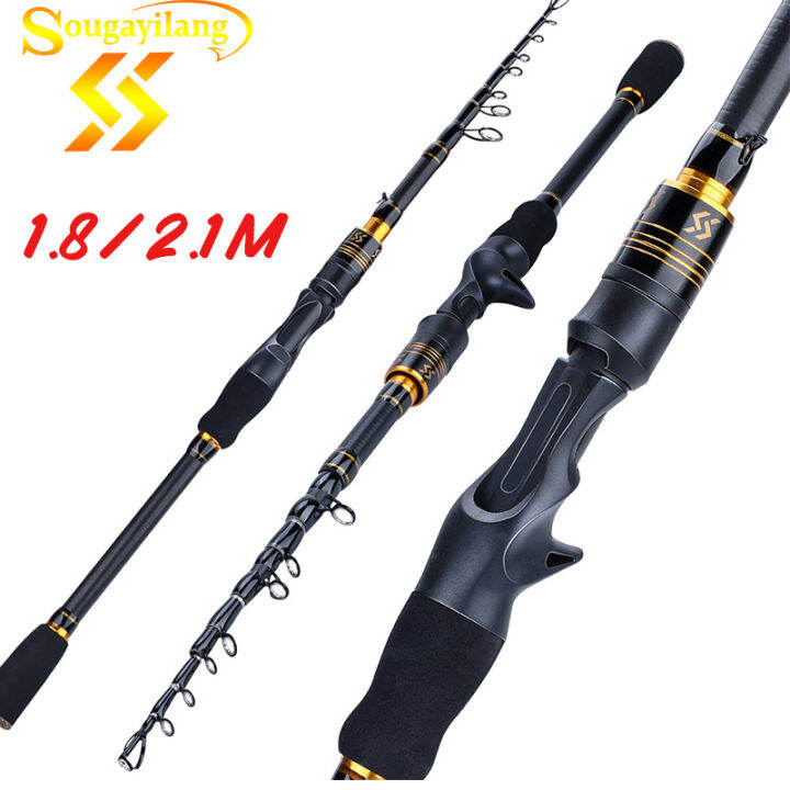 Sougayilang Fishing Rod 1.8m 2.1m Casting Spinning Telescopic Fishing Rod M Power Carbon Fiber ...