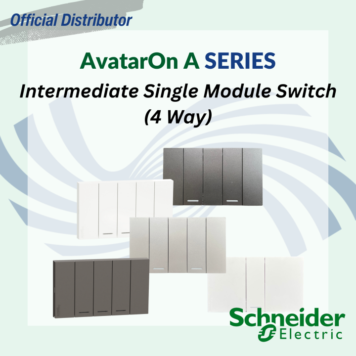 Schneider AvatarOn A 2"x4" 16AX 250V 1/2/3 Gang Intermediate (4 Way ...