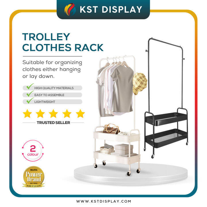 Trolley Clothes Rack / Rak Pakaian Beroda / Minimalist Wardrobe Closet ...