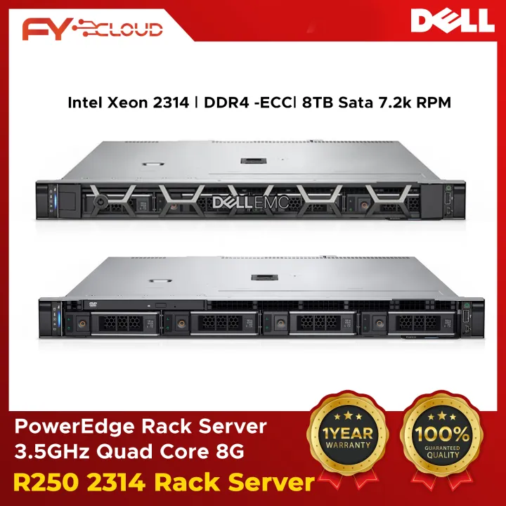DELL POWEREDGE R350 XEON E-2314 Rack (1U) (3.5GHz Quad Core)/8G/1TSATA ...