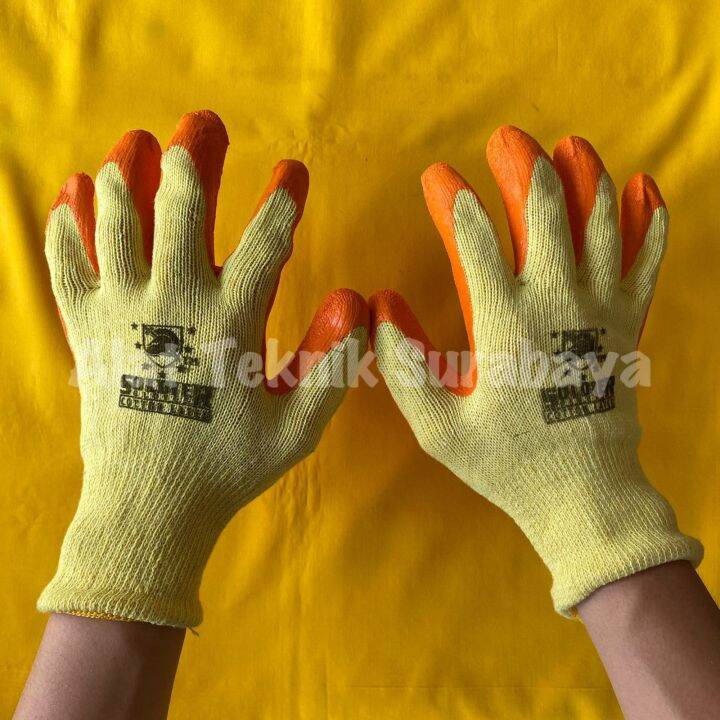 ISI 12 PCS SARUNG TANGAN SOLDIER LATEX PALM SAFETY GLOVES KOMBINASI COTTON LAPIS KARET KERJA ...