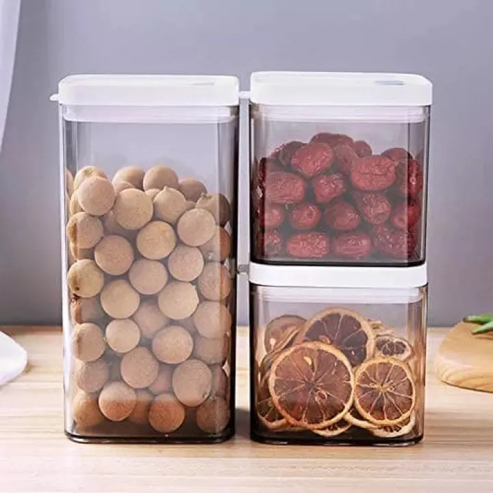 3 Piece Storage Container Set - Window Lid Airtight Food Storage ...