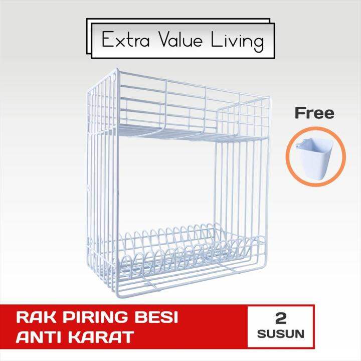 MODELLINE Rak Piring Besi 2 Susun Anti Karat Minimalis / Rak Cuci ...