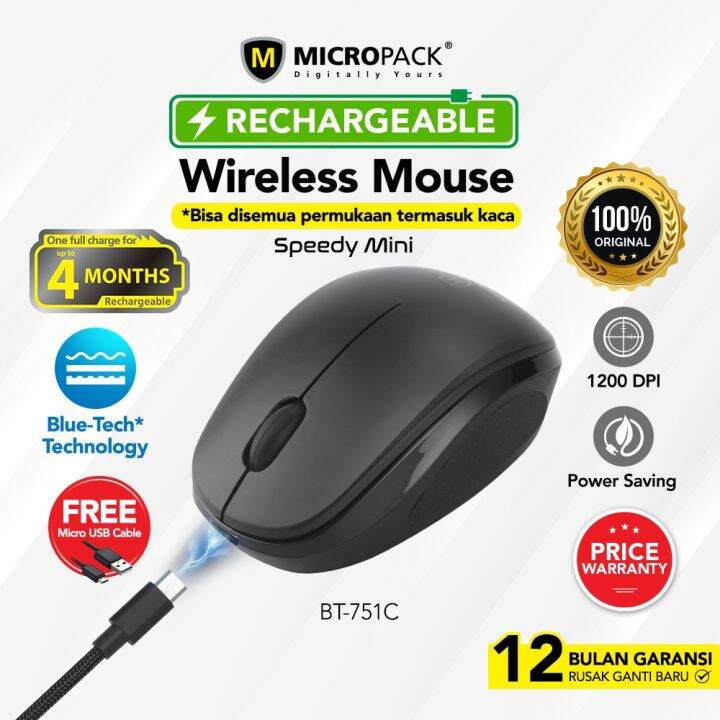 Micropack Rechargeable Blue Tech Wireless Mouse (BT-751C) | Lazada Indonesia
