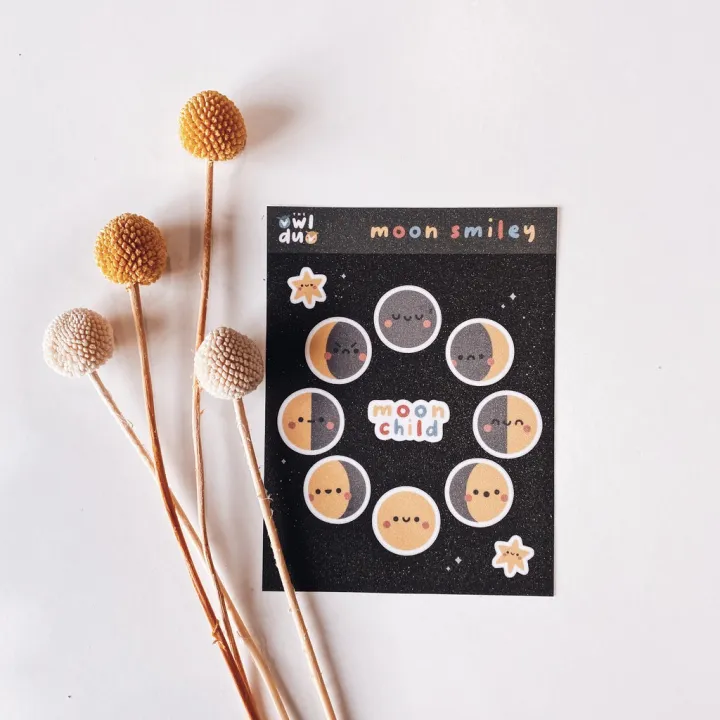 Phases of the Moon Smiley Peel Off Stickers (Glittered) | Lazada PH