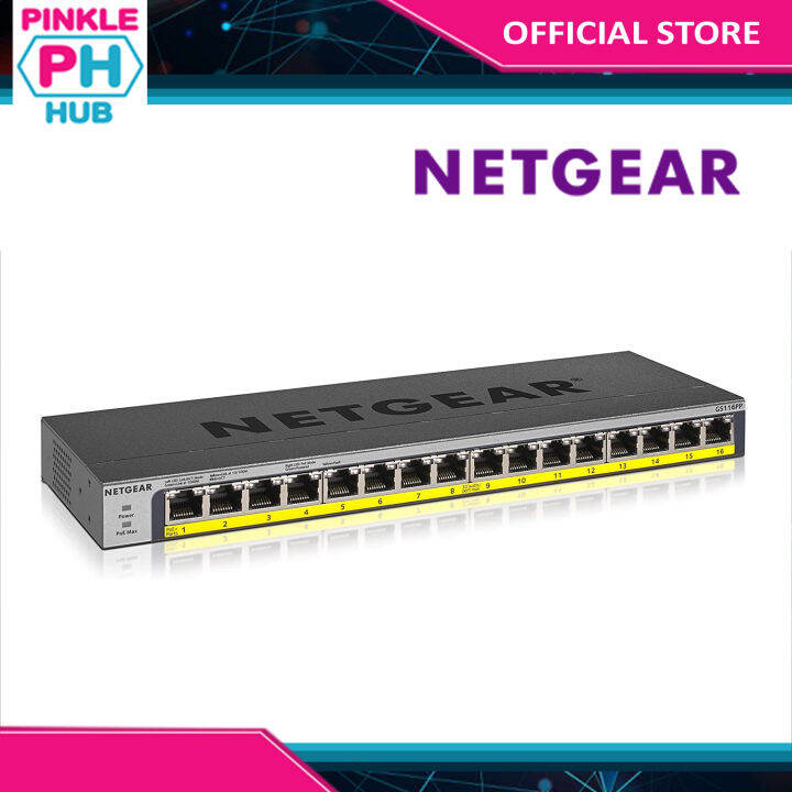 PinkleHub NETGEAR GS116PP 16-Port Gigabit Ethernet Unmanaged Switch ...