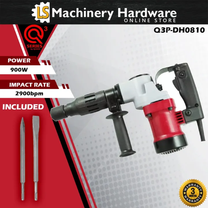Q3 (QUASA) 900W POWERFUL DEMOLITION HAMMER 2900BPM Q3P-DH0810 - HEAVY DUTY - FREE CHISEL & BIT ...