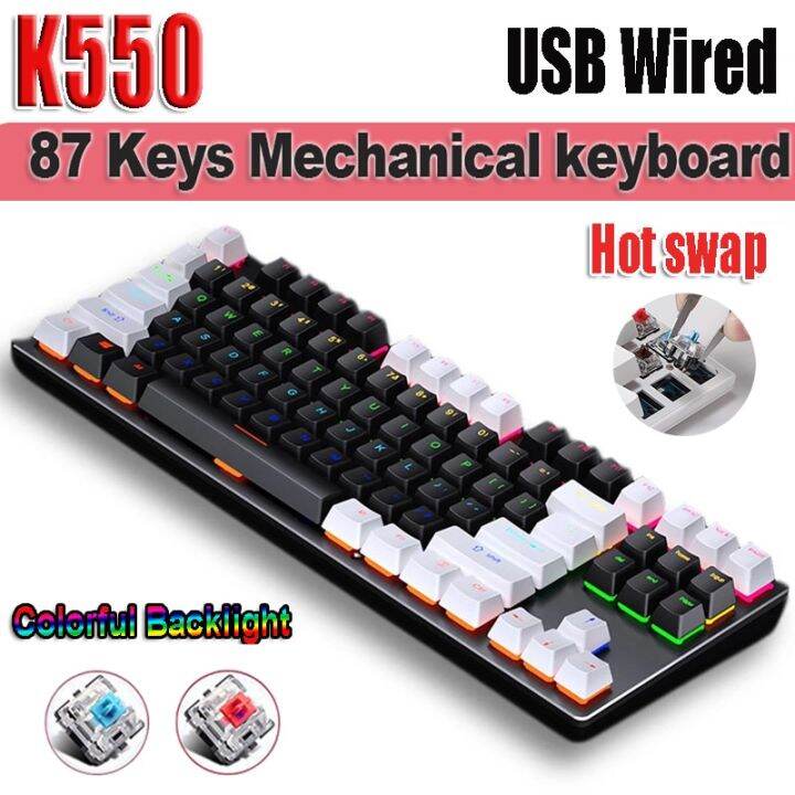 K550 RGB Wired Mechanical Keyboard 87 Keys Hot Swap 75% USB Wired Gaming Mechanical Keyboards ...