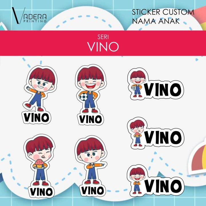 24-48 Stiker - Sticker Custom Nama Anak Seri VINO Karakter Cowok Keren ...