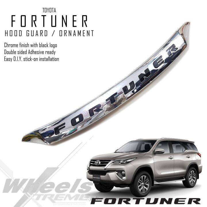Fortuner 2016 to 2024 Hood Lip Chrome with Black Fortuner Logo ...