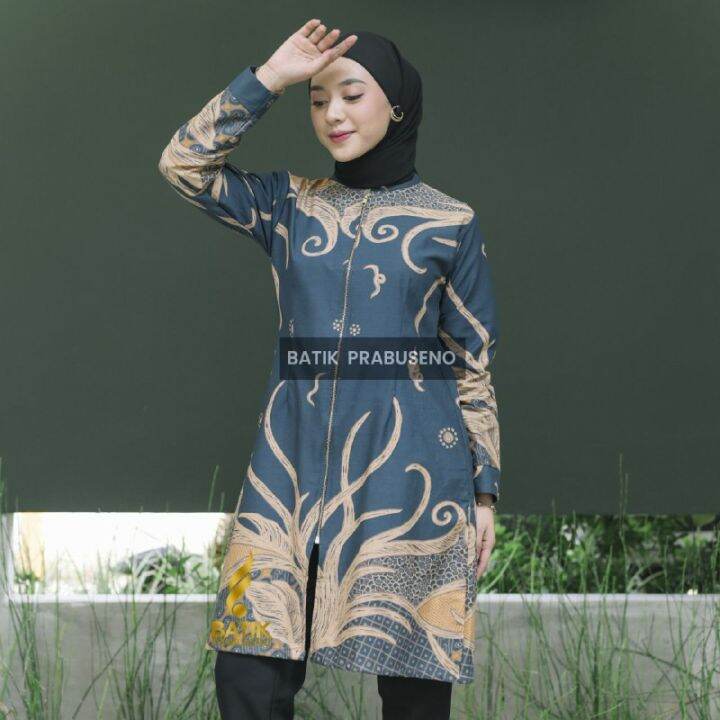 SAMUDRA Batik Wanita Prabuseno Ori Original Lengan Panjang Atasan Kerja ...