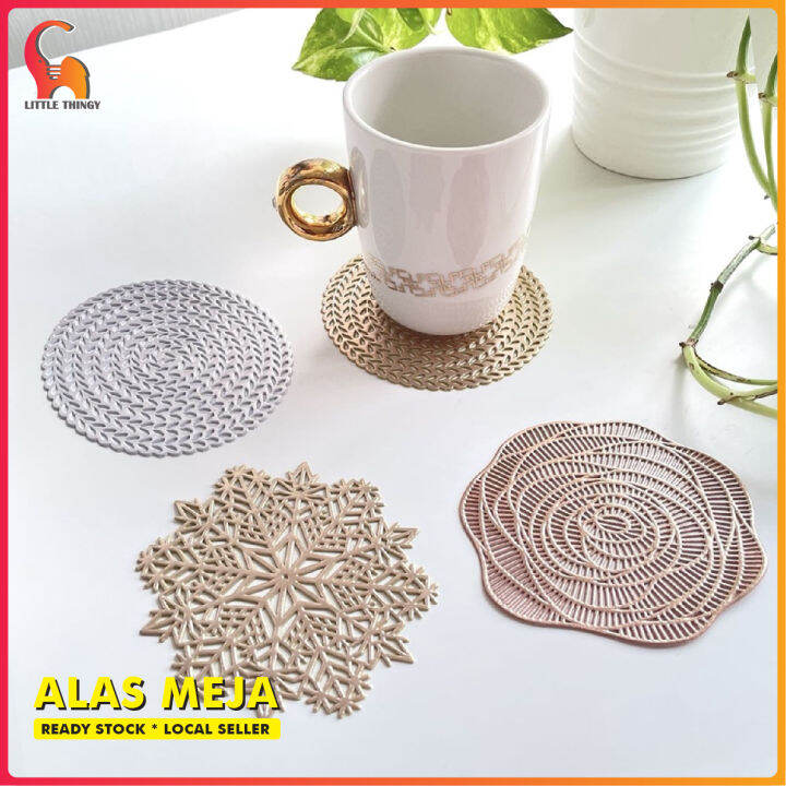1 Piece Round Coaster Cup Mat Placemat Europian Style Waterlily Rose ...