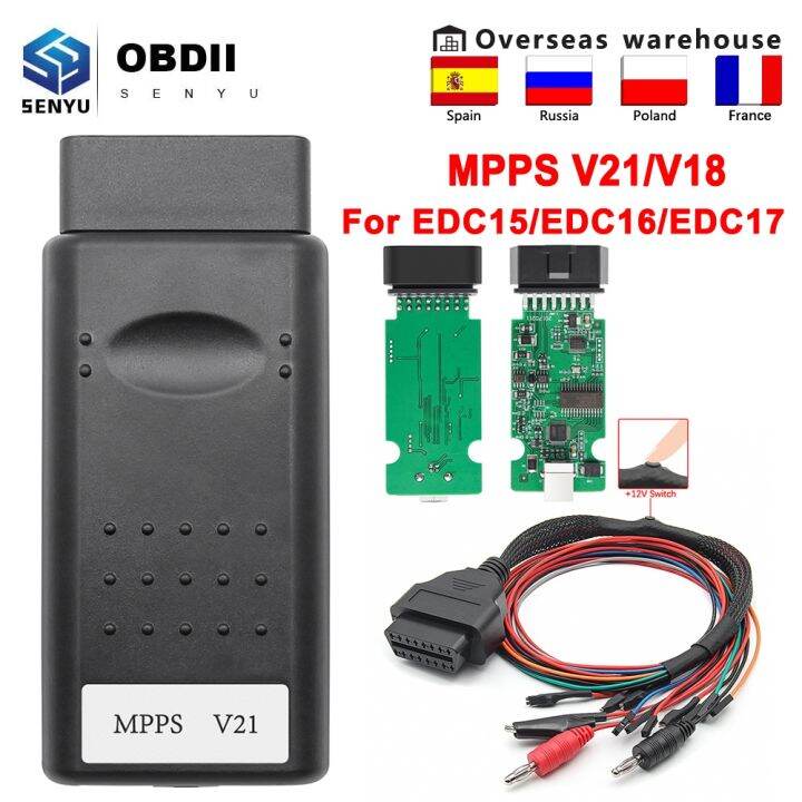 【CW】 MPPS V21 ECU Chip Tuning Interface 2 OBD2 V18 EDC15 EDC16 EDC17 ...