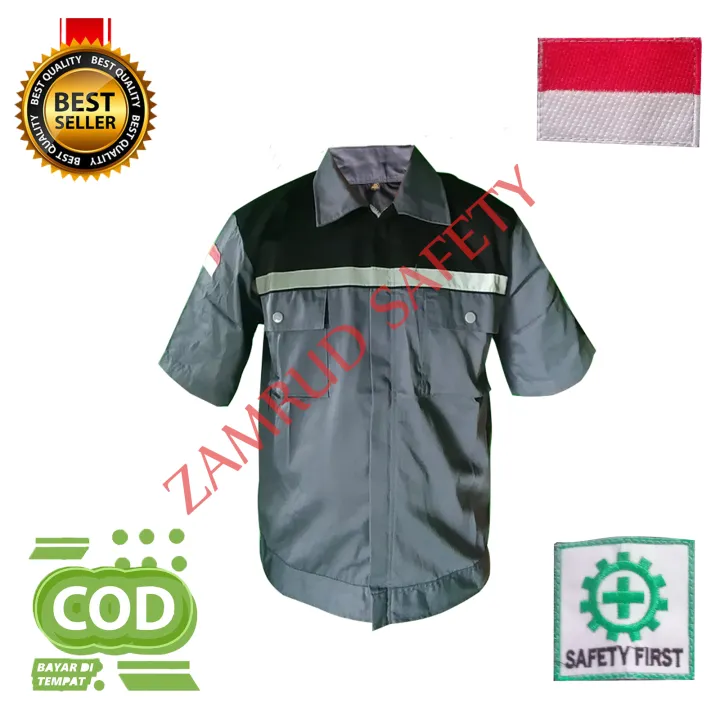 Wearpack Safety Atasan Lengan Pendek Kemeja Kerja Safety Lapangan Warna ...