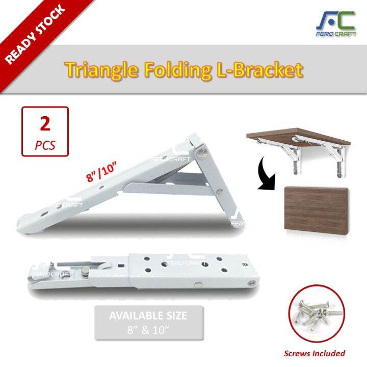 [1 PAIR] Foldable L Bracket Folding Shelf Wall L Bracket 8 inch 10 inch ...