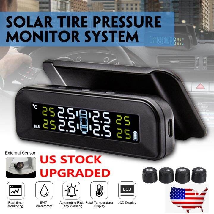 Wireless Real-time Solar External Tire Pressure Monitor With 4 External ...
