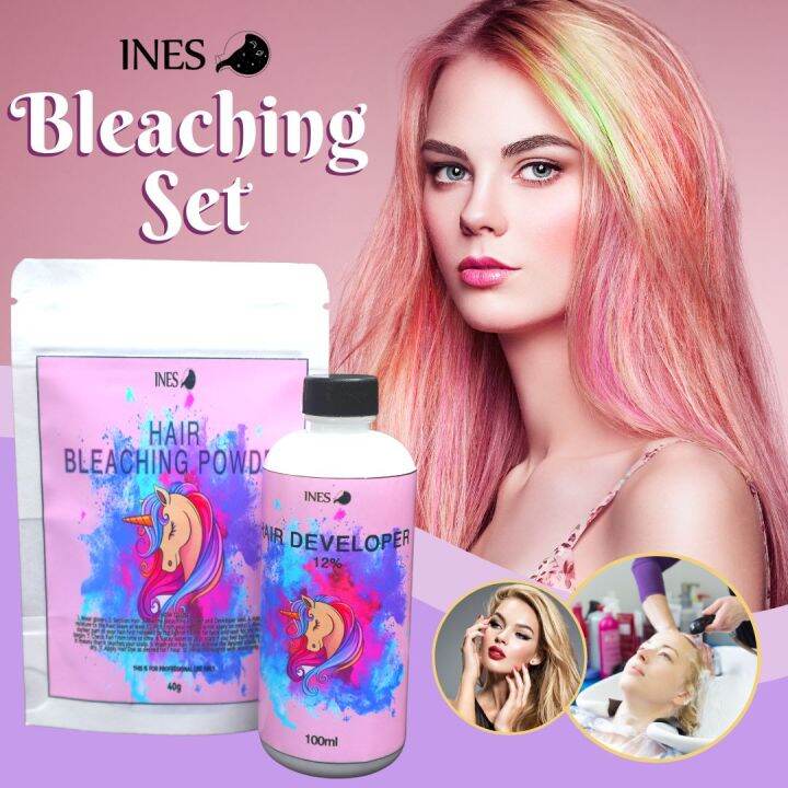 INES BLEACHING SET (1 HAIR DEVELOPER & 1 BLEACHING POWDER), Oxidizing ...