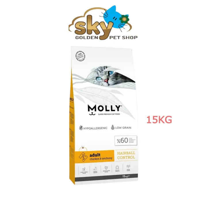 15KG Molly Chicken & Anchovy ( Hairball Control ) Premium Cat Dry Food ...