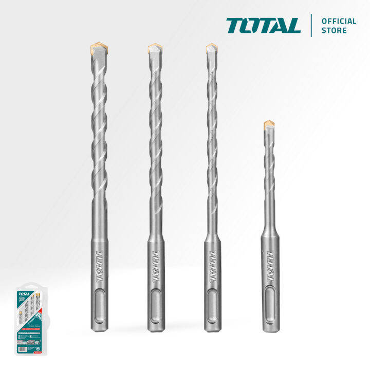 TOTAL 4 Pcs Hammer Drill Bit Set (6mm, 6mm, 8mm, 10mm), Good for ...