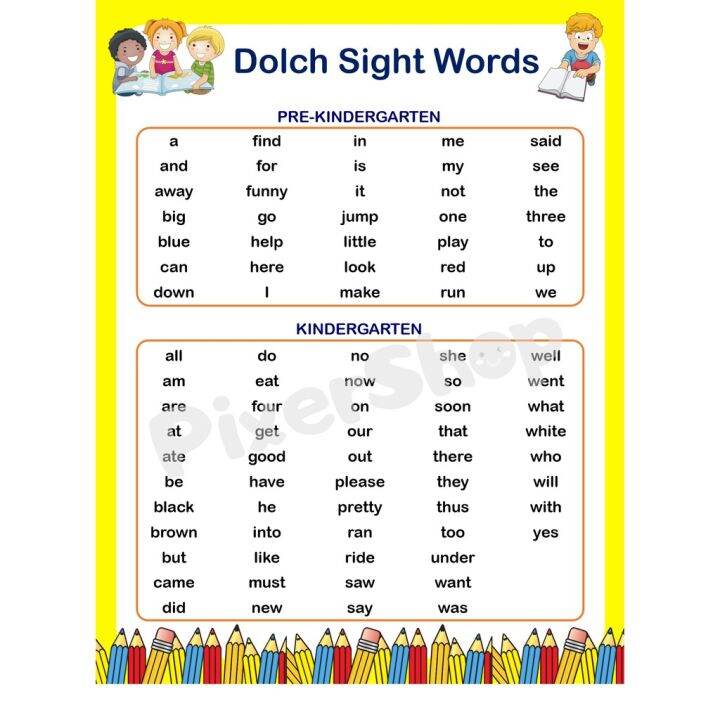 Laminated Word Chart | Sight Words | Reading | Lazada PH