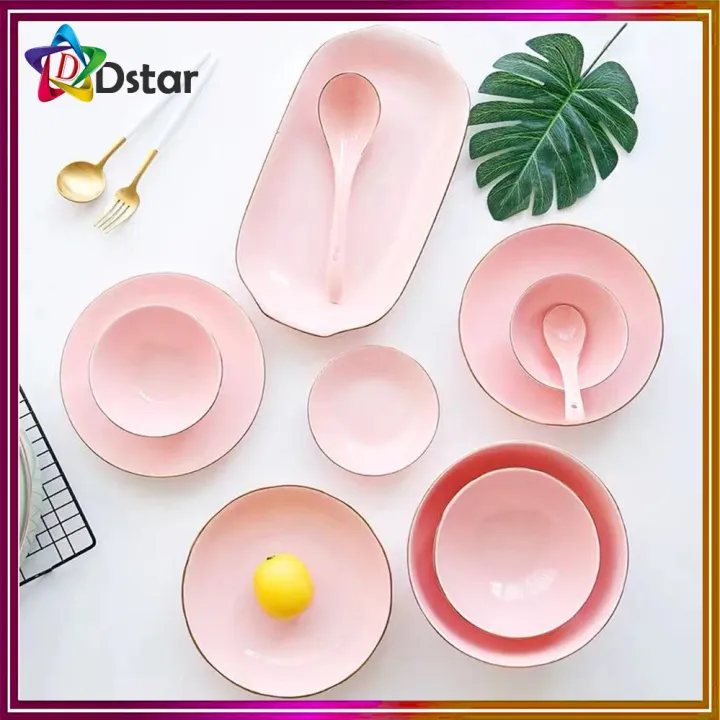 Elegant Porcelain plate with Pusha pink color High Quality | Lazada PH