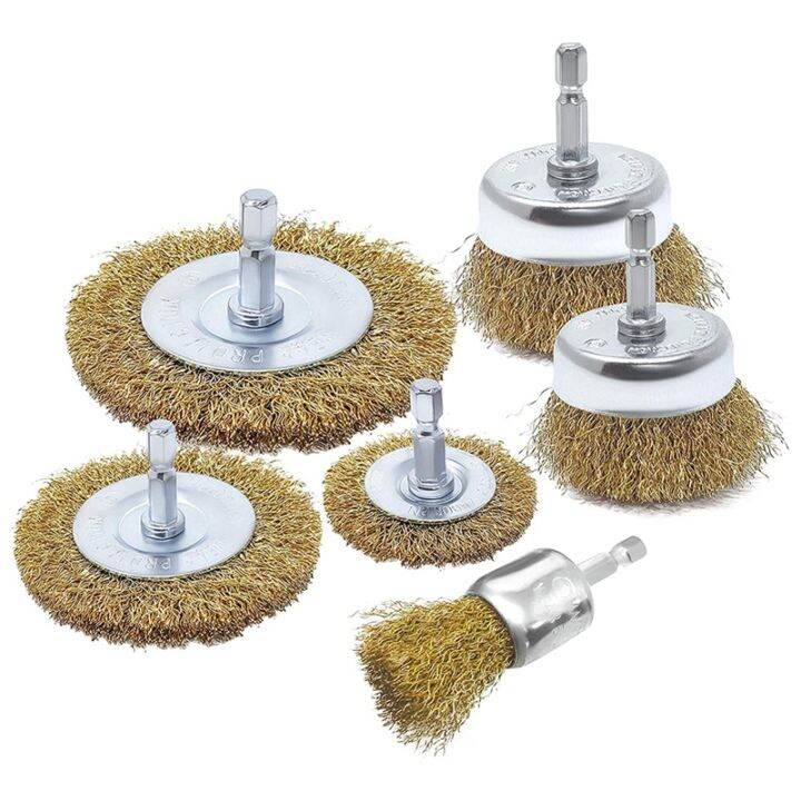 6 Pack Wire Brush Attachment Set for Drill, Brass Coated | Lazada PH