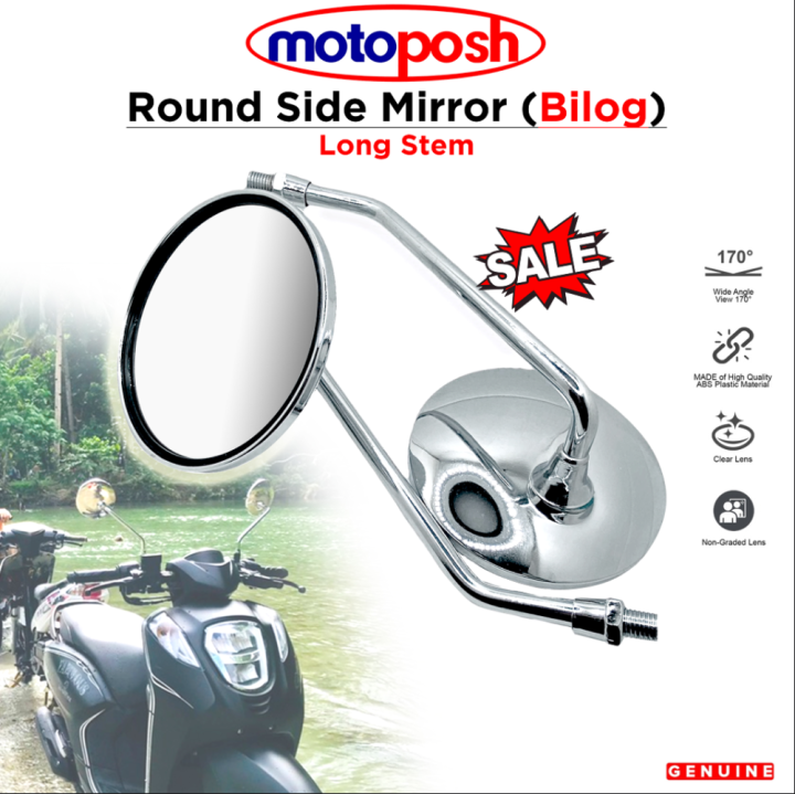 Motoposh Pinoy 125 | Round Circle Side Mirror Chrome Long Stem (BILOG ...