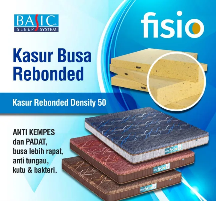 KASUR BUSA REBONDED BASIC FISIO UKURAN 180X200 DENSITY 50 TEBAL 24 CM ...