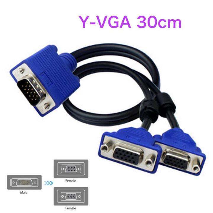 High Quality 1 Computer To Dual 2 Monitor Vga Splitter Cable Video Y Splitter 15 Pin Two Ports ...