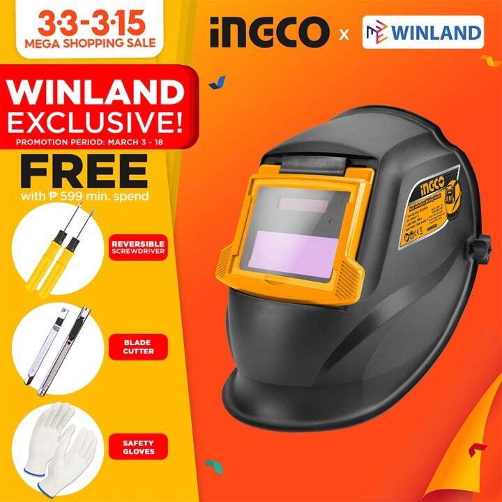 INGCO by Winland Solar Auto Darkening Welding Helmet Mask Goggles ...