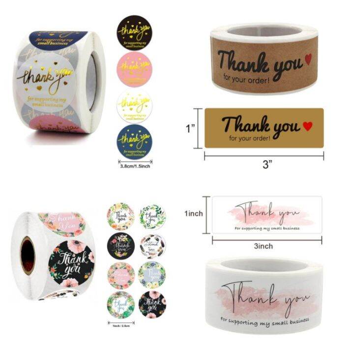1 ROLL /500 STICKER BESAR THANKYOU BULAT STICKER LABEL BERBAGAI BENTUK ...