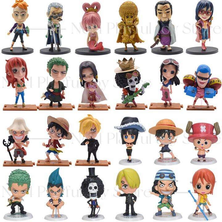 Anime One Piece Figure Set Luffy Brook Frank Black Beard Zoro Seven ...