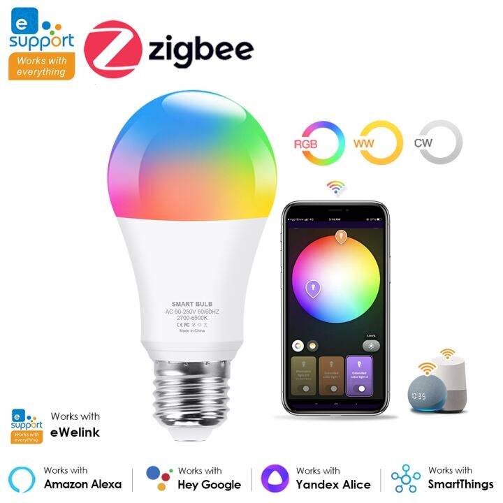 eWelink Zigbee Led Smart Light Bulbs E27 Dimmable RGB Lamp Alexa Smart ...