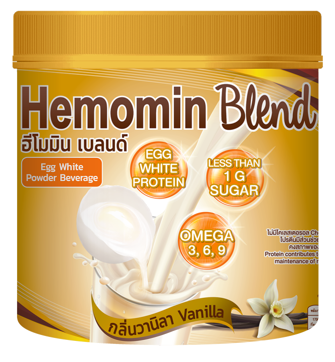 ใหม่ Hemomin Blend เครื่องดื่มไข่ขาวผงกลิ่นวานิลลา ฮีโมมิน เบลนด์ 400 ...