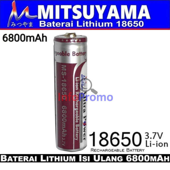 Baterai Cas 18650 Ultra Power 6800mAh Mitsuyama MS-18650 Rechargeable ...