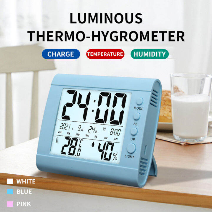 Environment Thermometer LCD Temperature Humidity Clock Meter External ...
