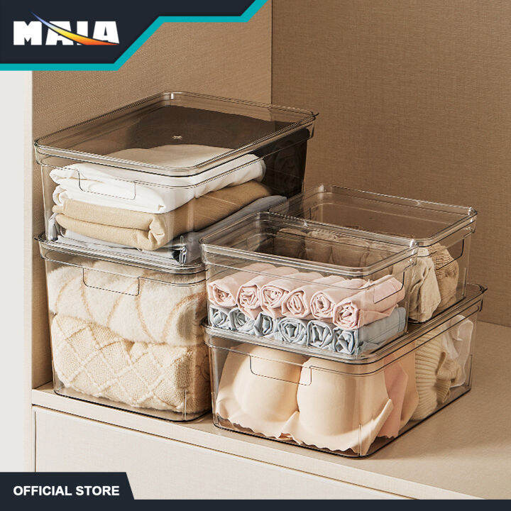 MAIA Storage Box with lid Clothing, Toys & Cosmetics Clear Tissue Box ...