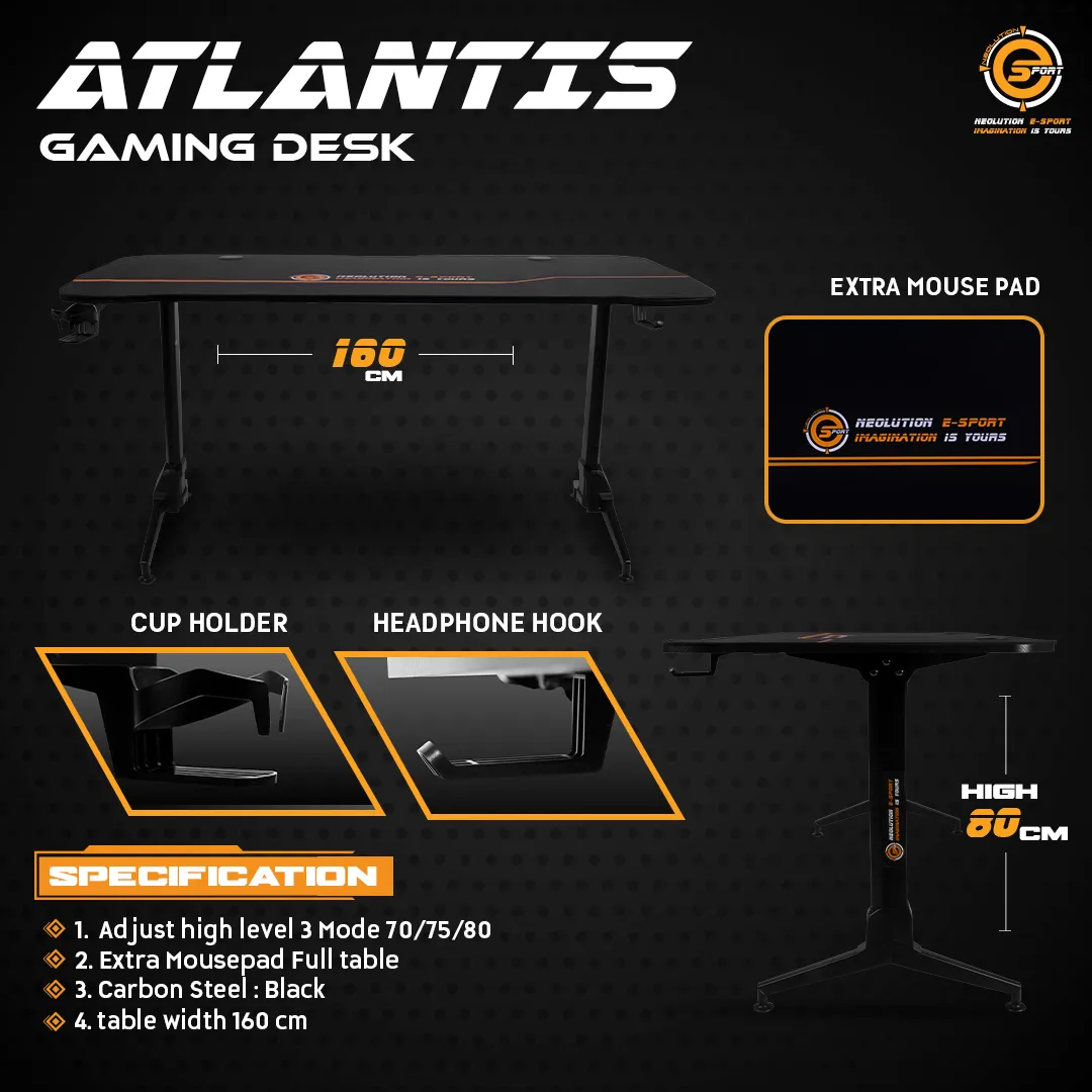 Neolution E-Sport Gaming Desk รุ่น ATLANTIS โต๊ะเกมมิ่ง โต๊ะทำงาน ขนาด ...