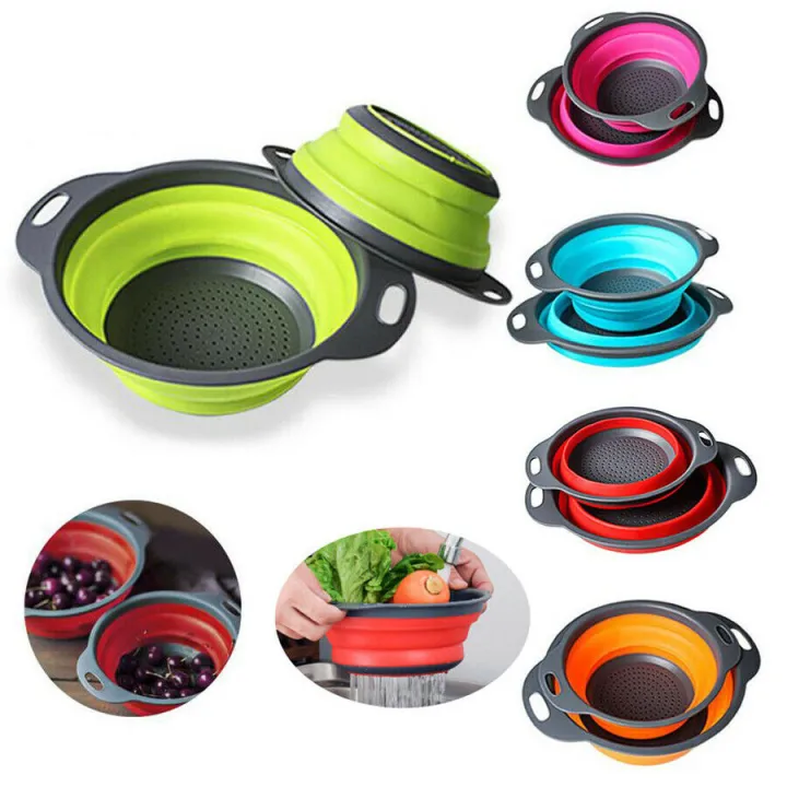 Collapsible Colanders Set | 1 Set Food-Grade Silicone Collapsible ...