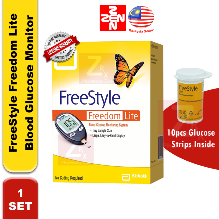 Abbott FreeStyle Freedom Lite Glucometer Blood Glucose Monitor With 10s ...