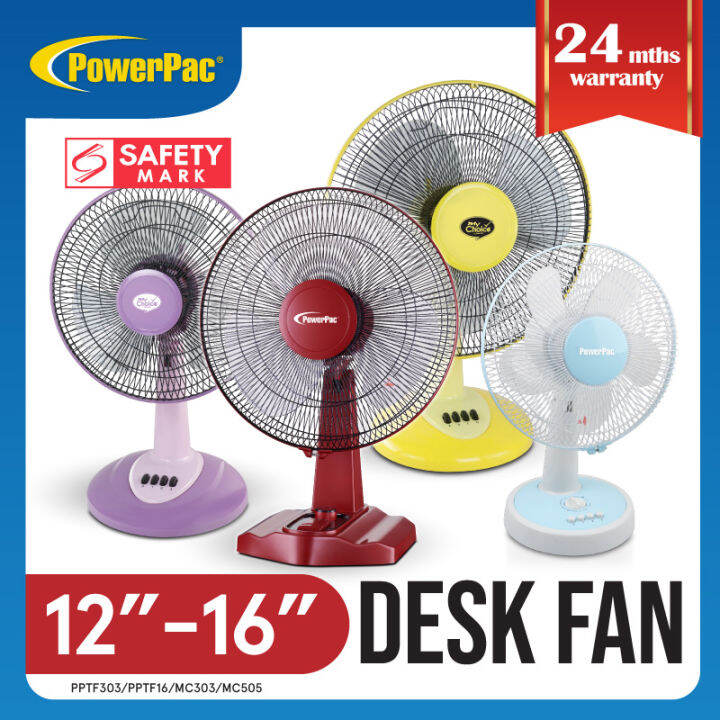 PowerPac Table fan, Desk fan 12 /16 Inch with Oscillation (PPTF303 ...