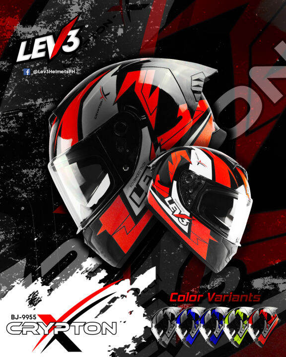 Lev3® FullFace Dual Visor BJ-9955 CRYPTON Motorcycle Helmet | Lazada PH