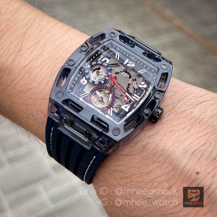 Guess Watch Chronograph Limited Phoenix NAVY CASE BLUE Jelly RM Style ...