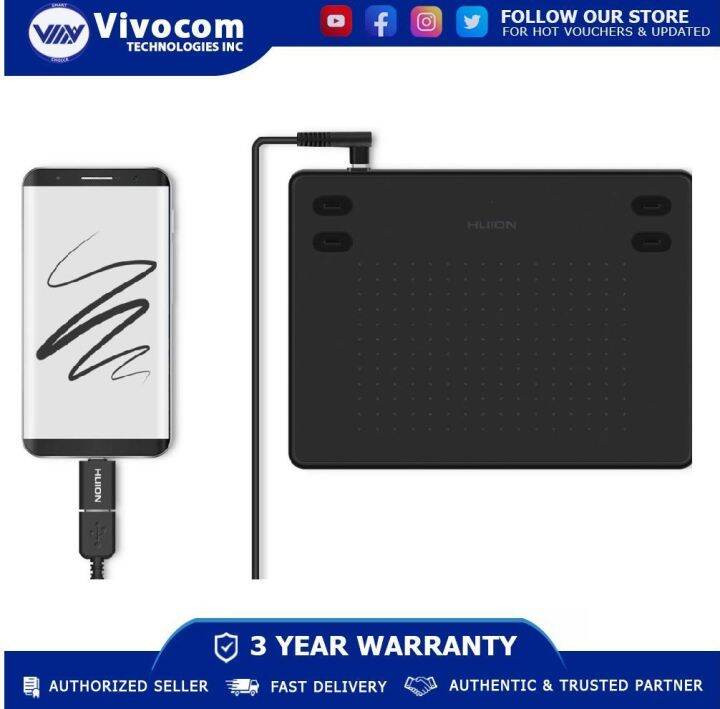 HUION RTE100 PEN Tablet 4.8''X3'' , 8192 PS , 4 KEY (Makes your inspiration reality creative pen ...