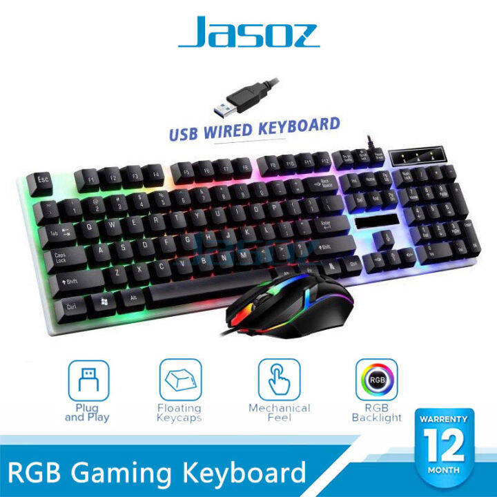 Jasoz LED Gaming Keyboard Keyboard And Mouse Set RGB Colorful LED ...