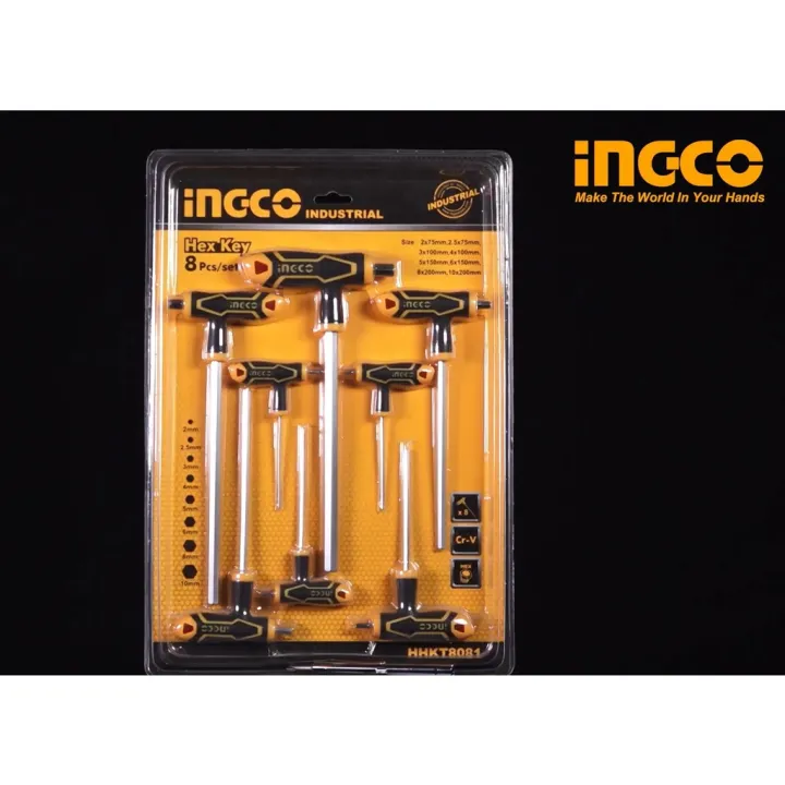 INGCO T-Handle Hex Wrench Cr-V 8PCS/SET HHKT8081 *WINLAND | Lazada PH