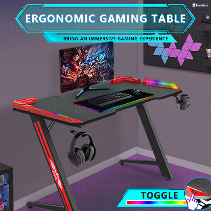 LS-Furniture โต๊ะเกมมิ่ง โต๊ะคอมพิเตอร์ โต๊ะเกมมิ่ง RGB Gaming table ...