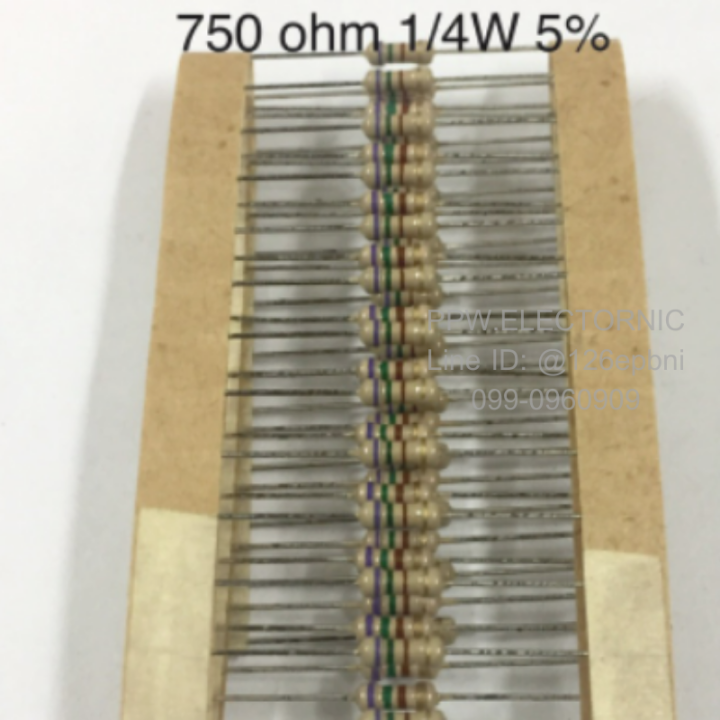 750 ohm 1/4W 5% Resistor ตัวต้านทาน 750โอห์ม 1/4วัตต์ ค่าความผิดพลาด+-5 ...