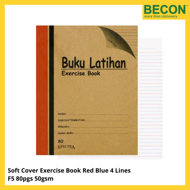 Spectra Soft Cover Exercise Book Red Blue 4 Line F5 80pgs 50gsm | Lazada