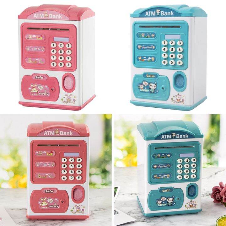 Electric Lock Fingerprint ATM Machine Piggy Bank Scroll Coin Boxes ...